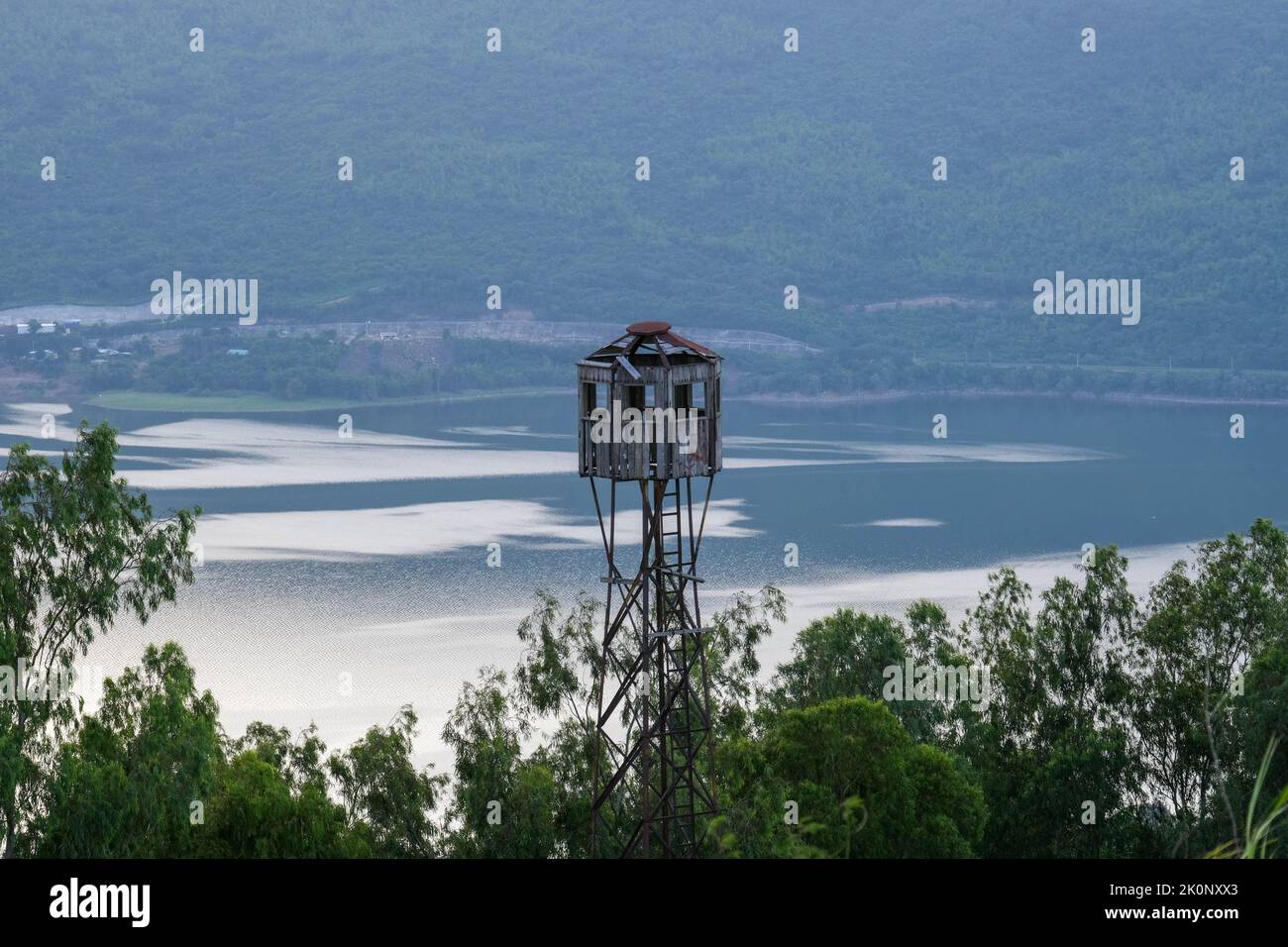 Beautiful landscape view of sunset at Lam Ta Khong Dam Reservoir ...