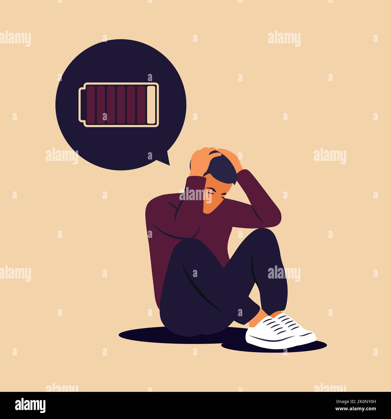 Professional burnout syndrome. Illustration tired, frustrated man ...