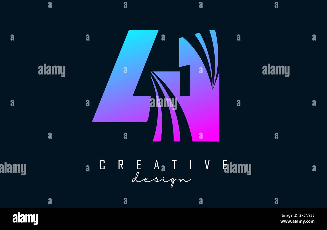 Colorful Creative number 41 4 1 logo with leading lines and road ...