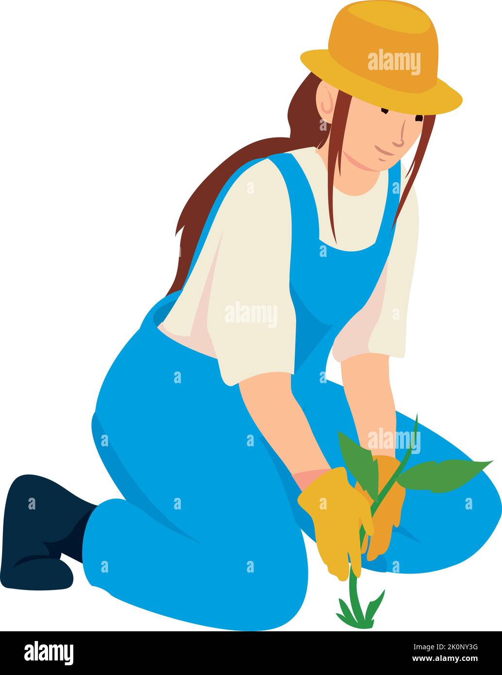 woman planting a flower Stock Vector Image & Art - Alamy