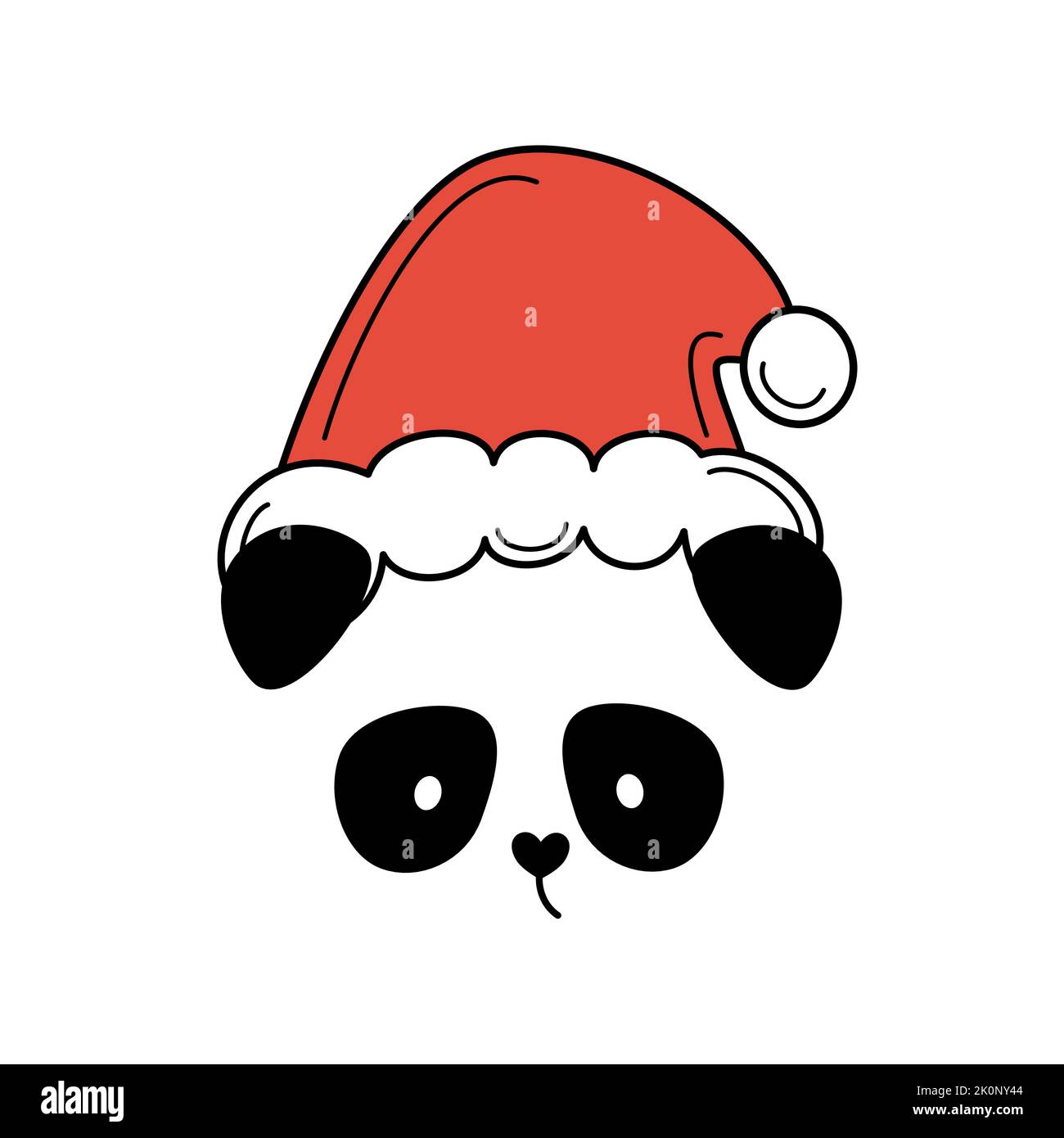 Cute cartoon character panda bear with santa claus hat christmas vector ...