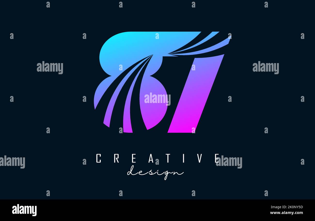 Colorful Creative number 87 8 7 logo with leading lines and road ...