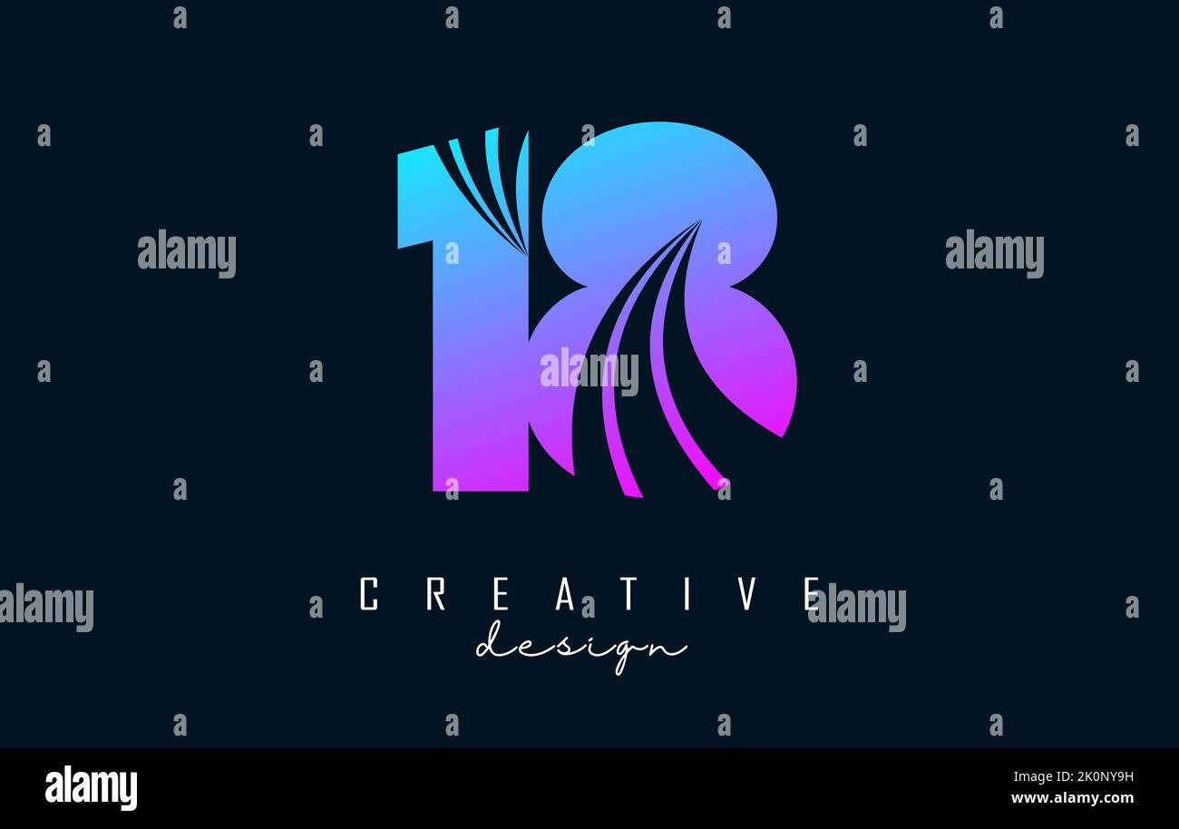 colorful-creative-number-18-1-8-logo-with-leading-lines-and-road