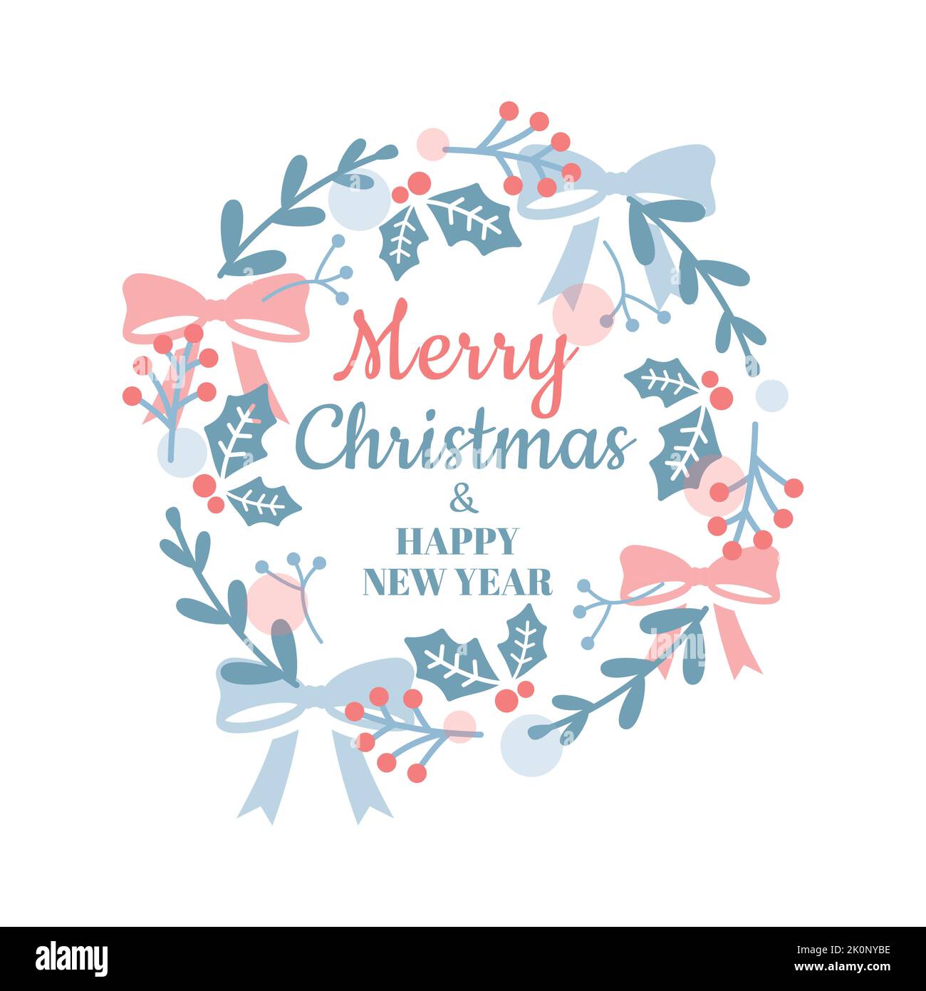Merry Christmas floral vector. Colorful frame or greeting card with ...