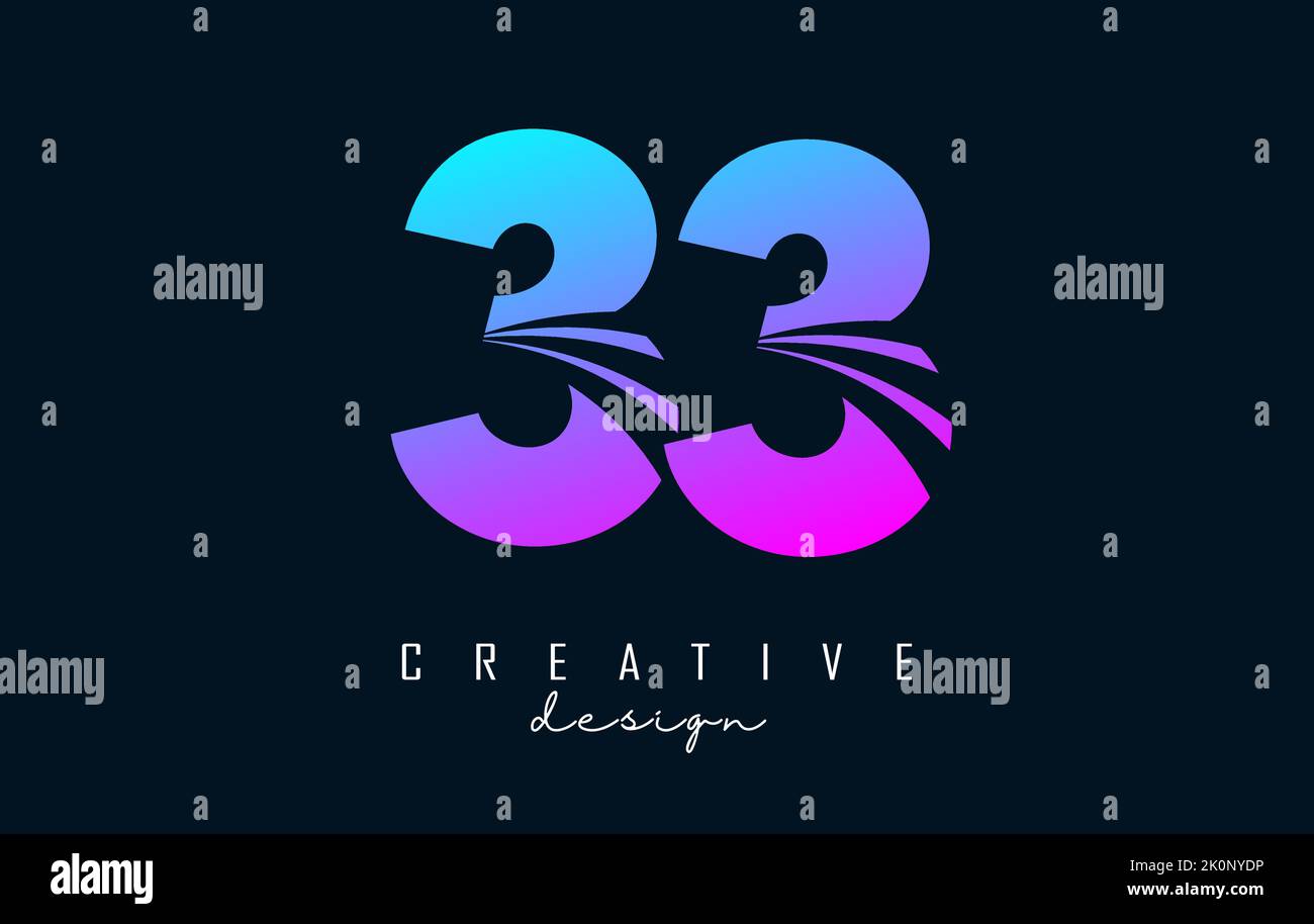 Colorful Creative number 33 3 logo with leading lines and road concept ...