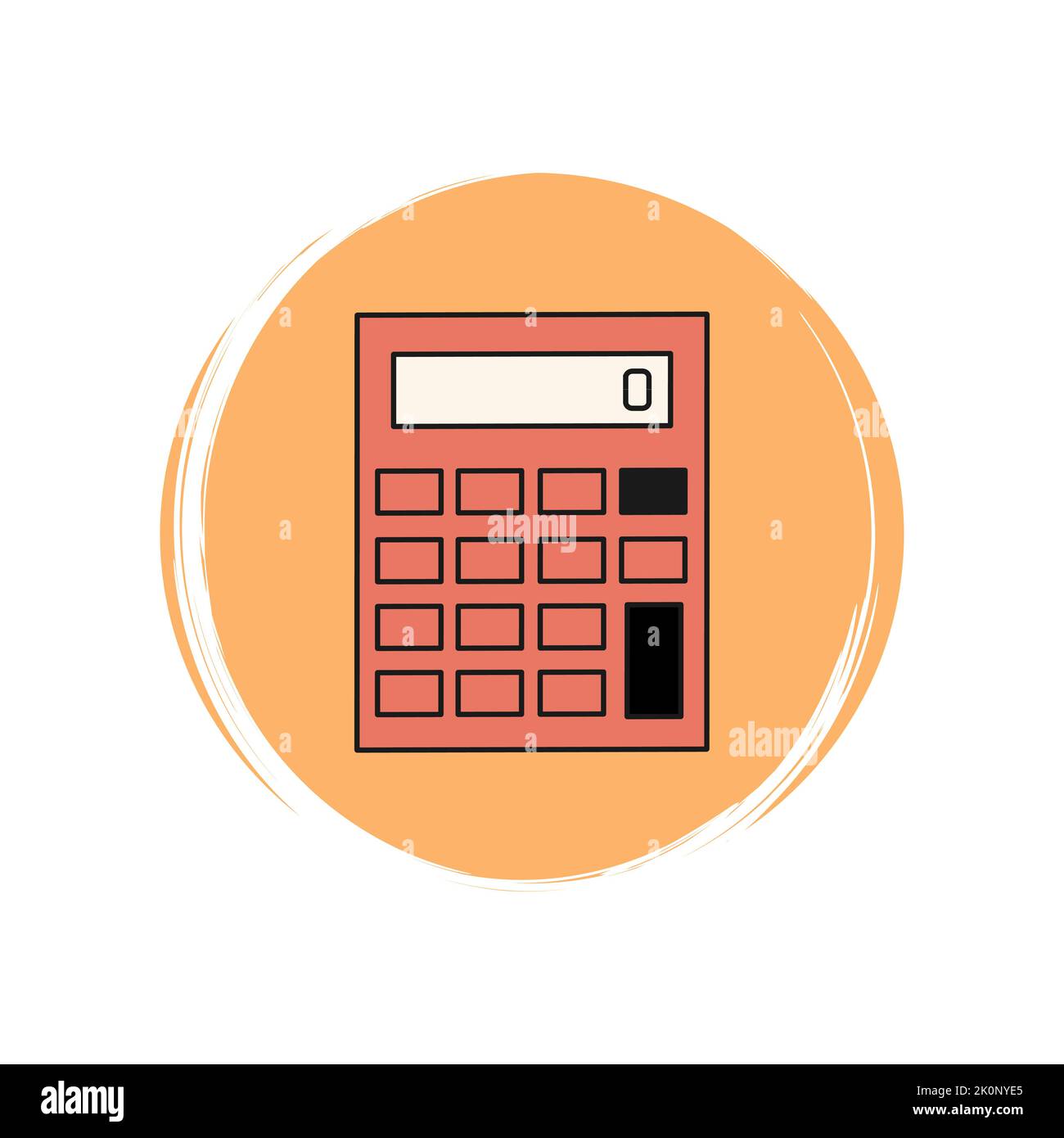 Calculator icon logo vector illustration on circle with brush texture ...