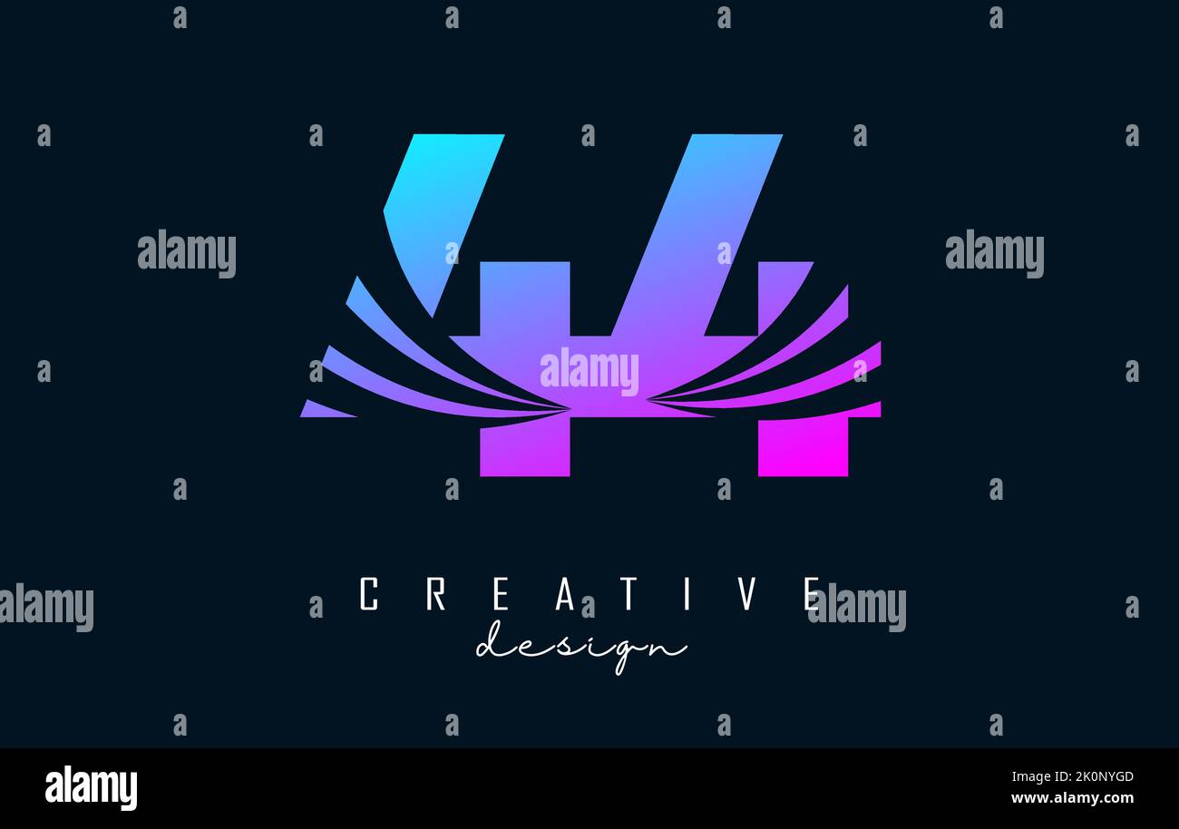 Colorful Creative number 44 4 logo with leading lines and road concept ...