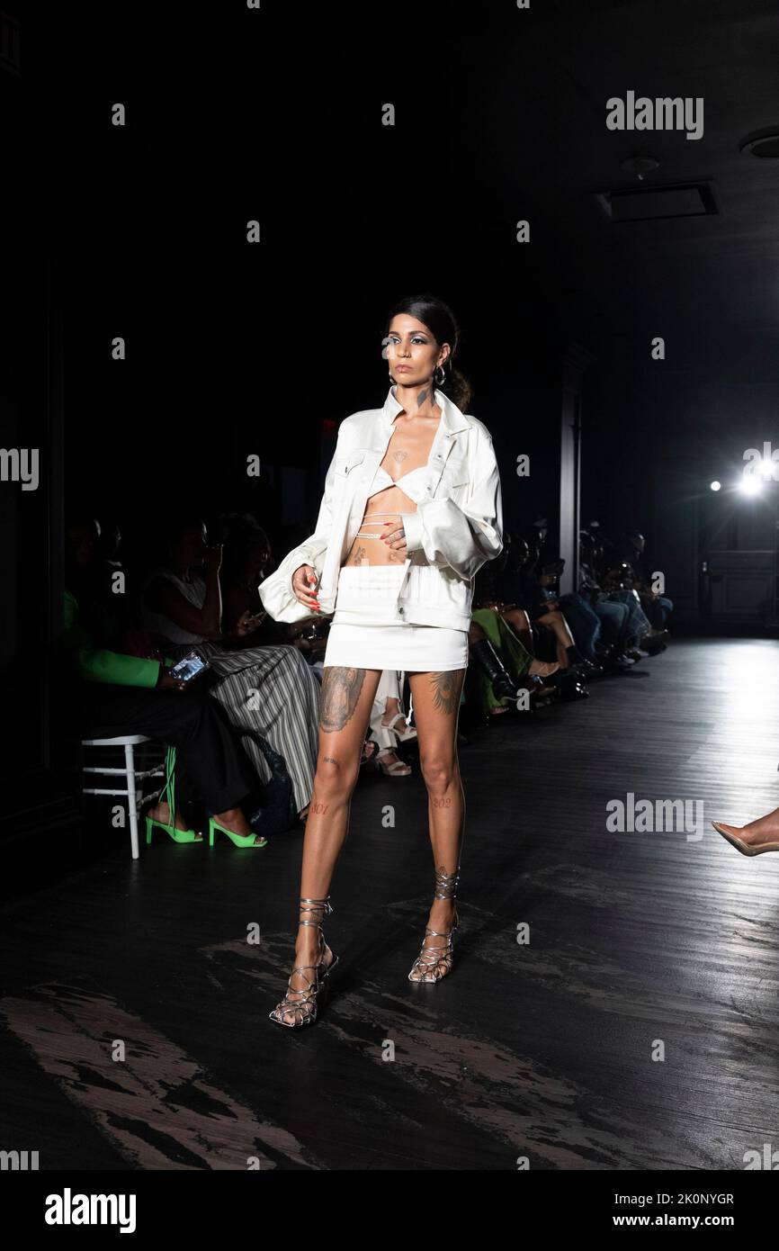 New York, New York, USA. 12th Sep, 2022. AZIZA ABDULA NICOLE models for ...