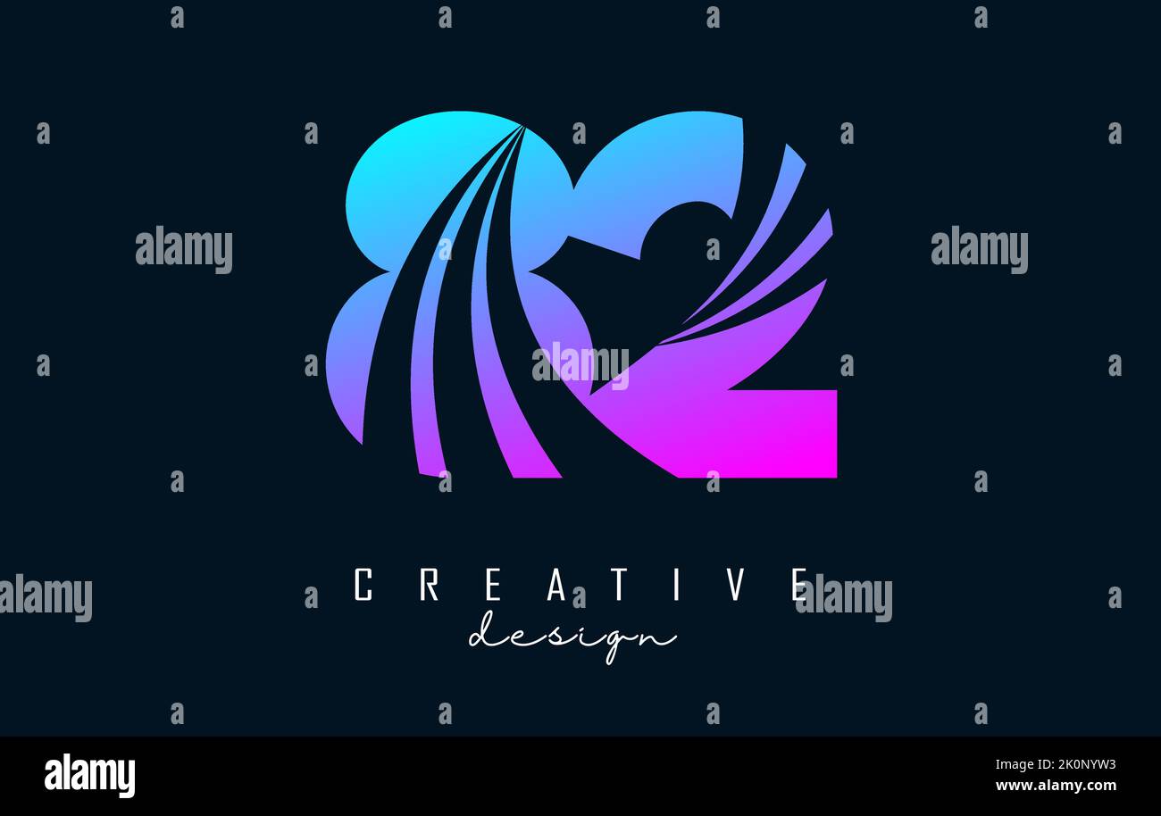 Colorful Creative number 82 8 2 logo with leading lines and road ...