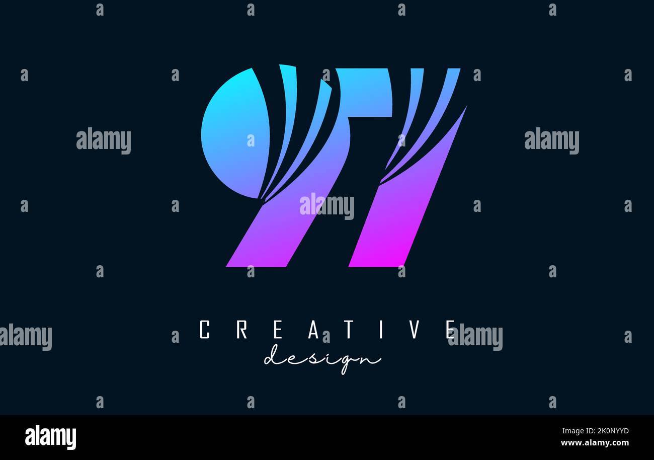 Colorful Creative number 97 9 7 logo with leading lines and road ...