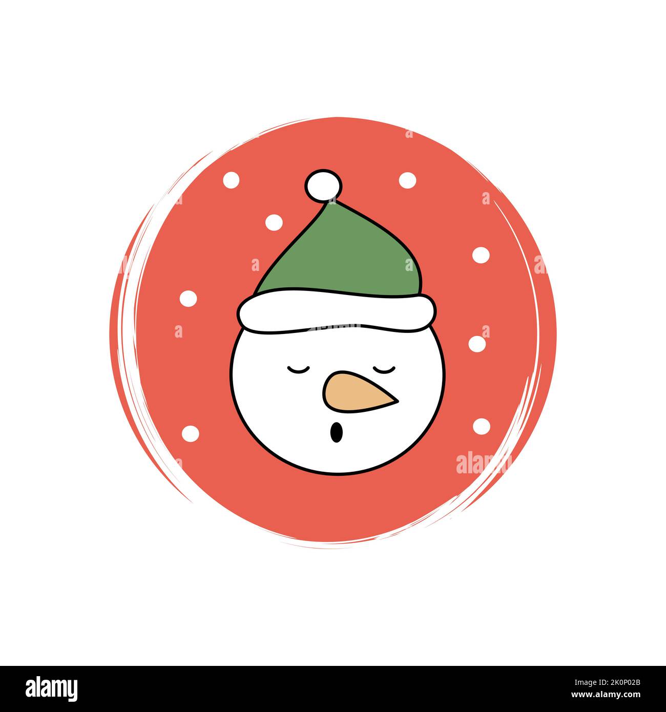 Cute snowman icon vector, illustration on circle with brush texture ...
