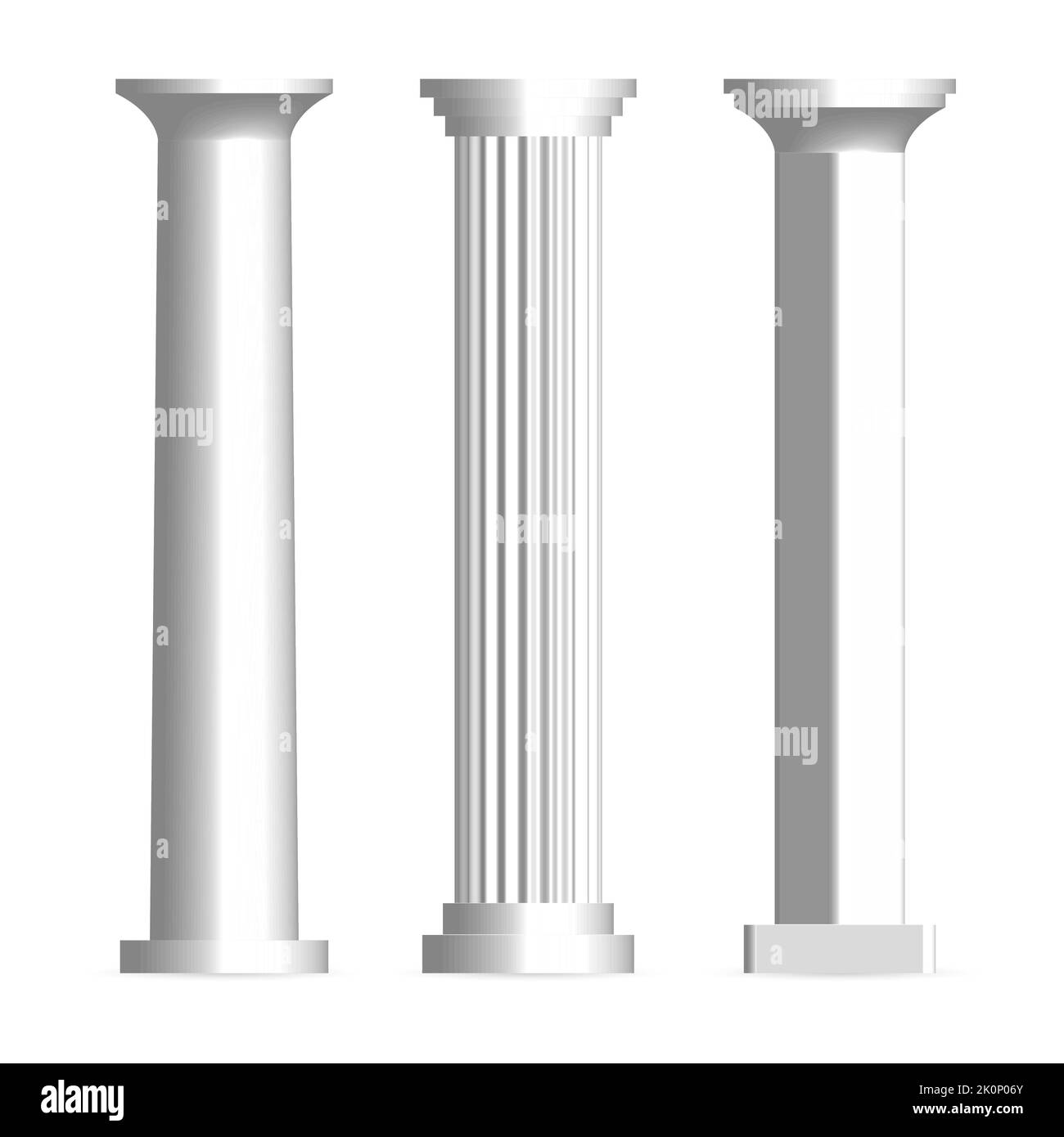 Set of architectural columns, front view. 3D vector illustration Stock ...