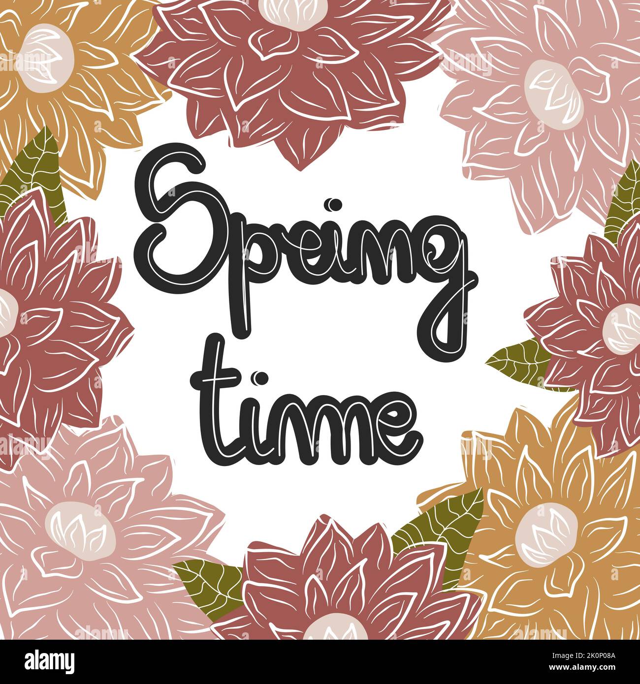 cute hand drawn lettering spring time inspirational quote with colorful ...
