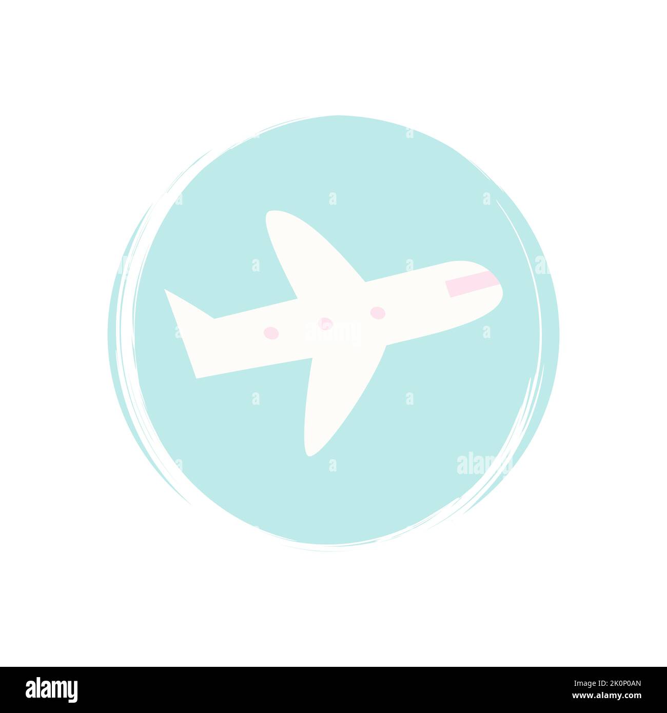 Airplane icon logo vector illustration on circle with brush texture for ...