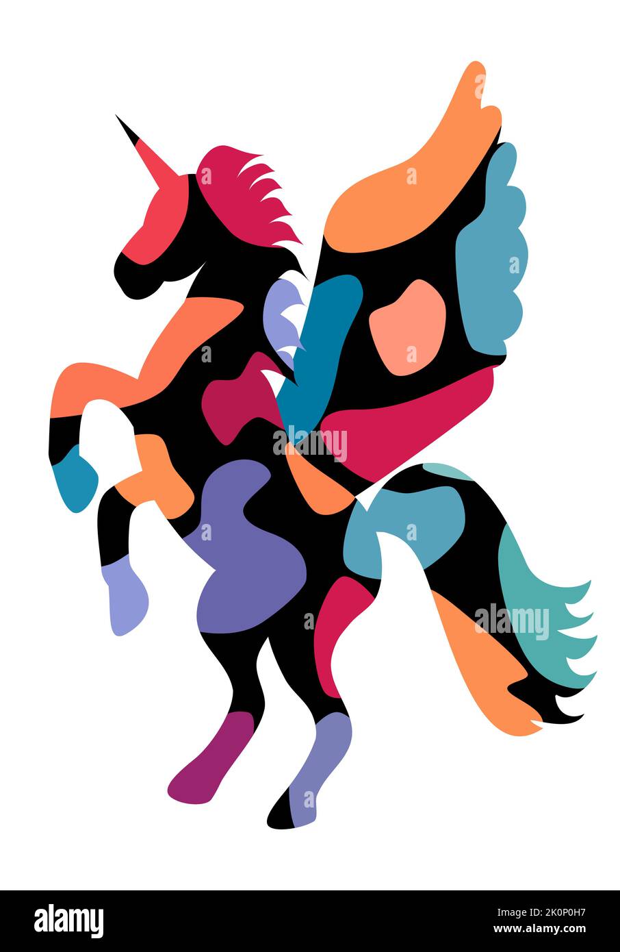 colorful cute hand drawn unicorn vector illustration Stock Vector Image ...