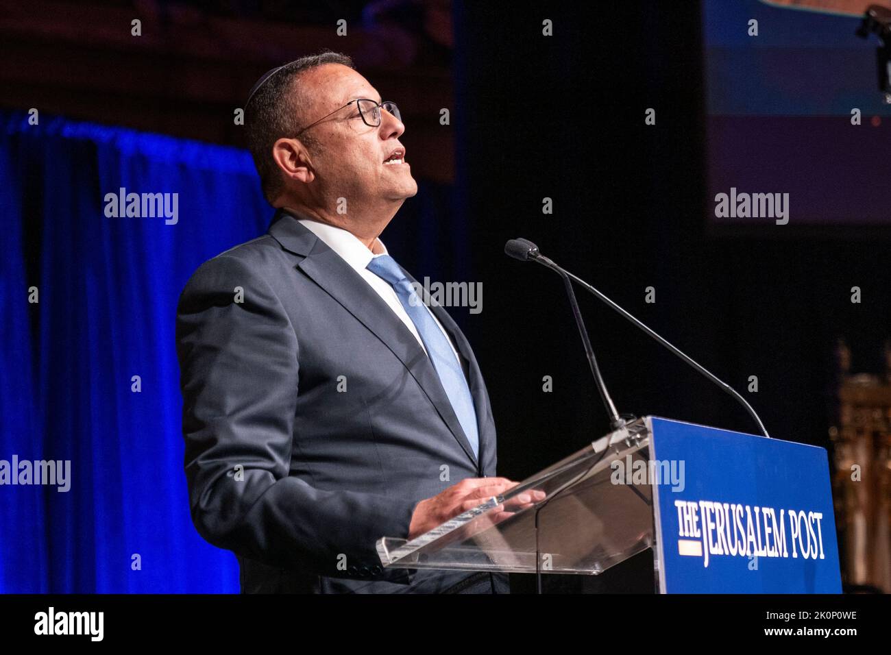 New York, NY - September 12, 2022: Jerusalem mayor Moshe Lion speaks ...