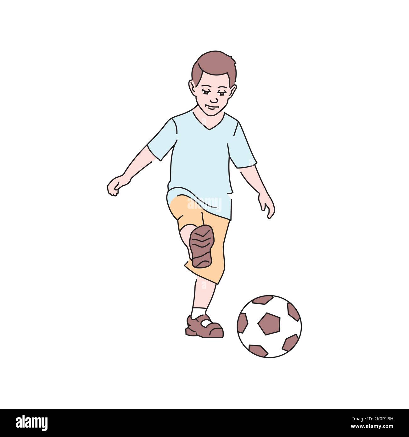 A young boy plays football color line icon. Pictogram for web page ...