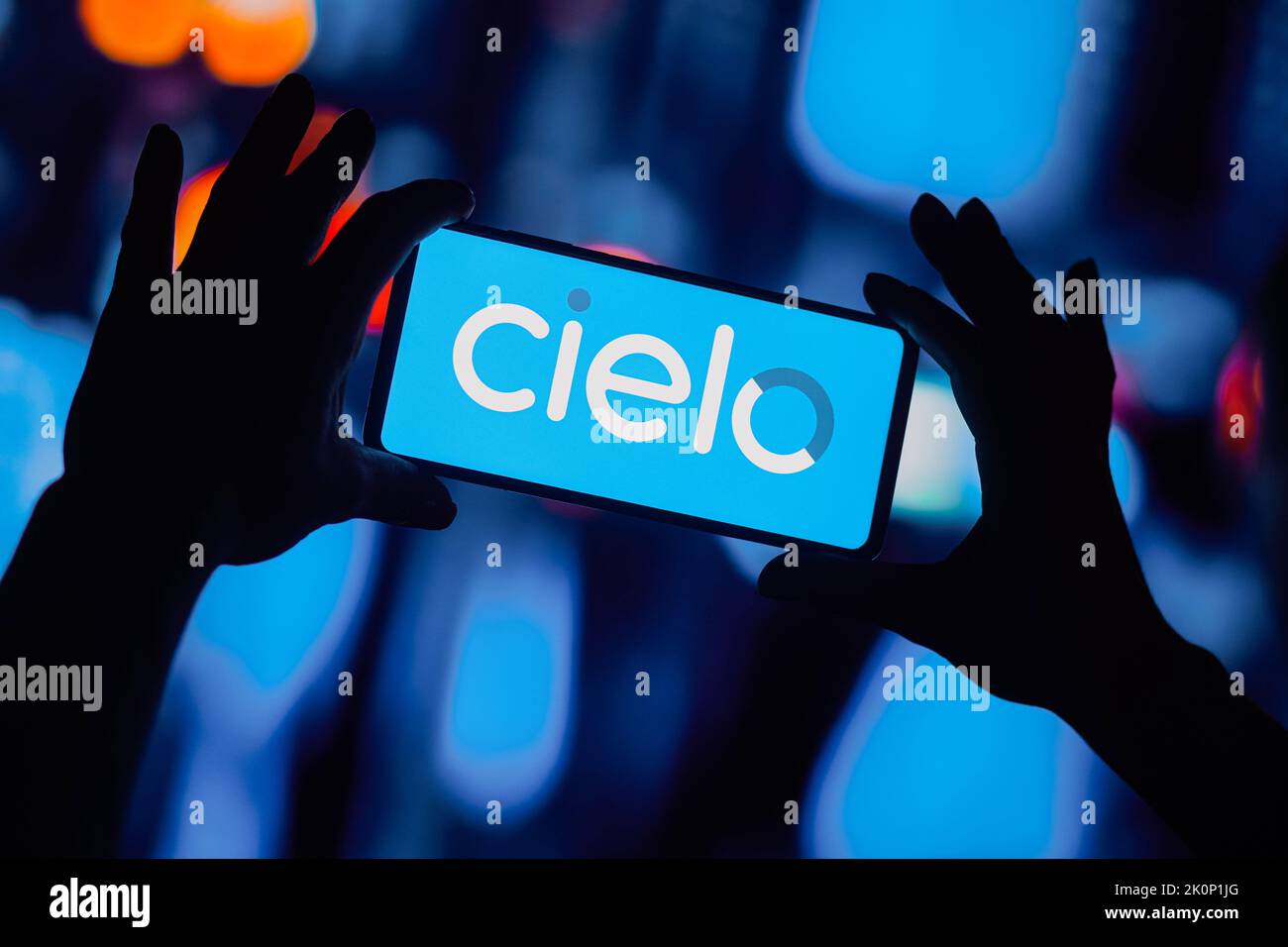 In this photo illustration, the Cielo logo seen displayed on a ...
