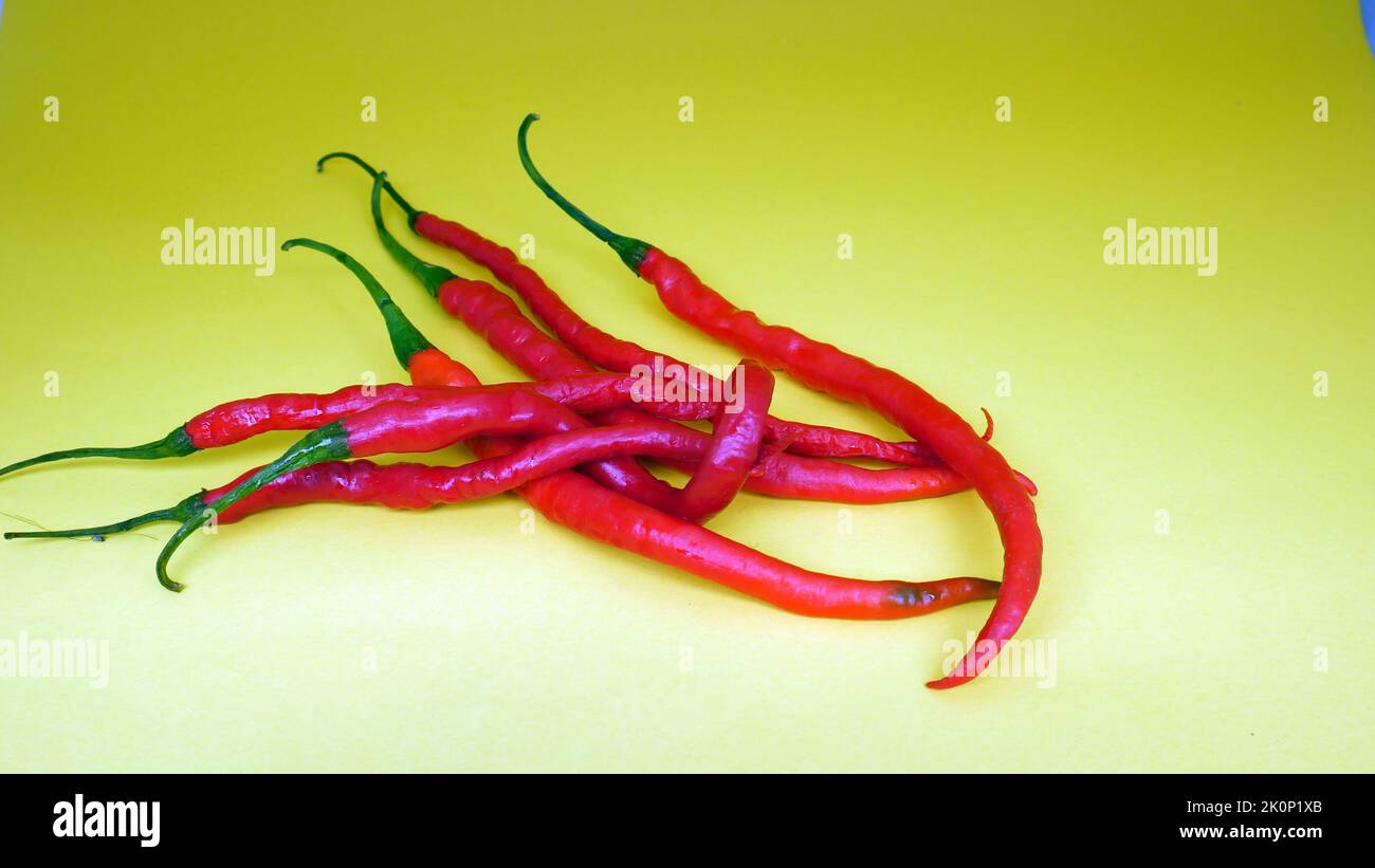 Fresh red curly chili is ready to be used as seasoning Stock Photo - Alamy