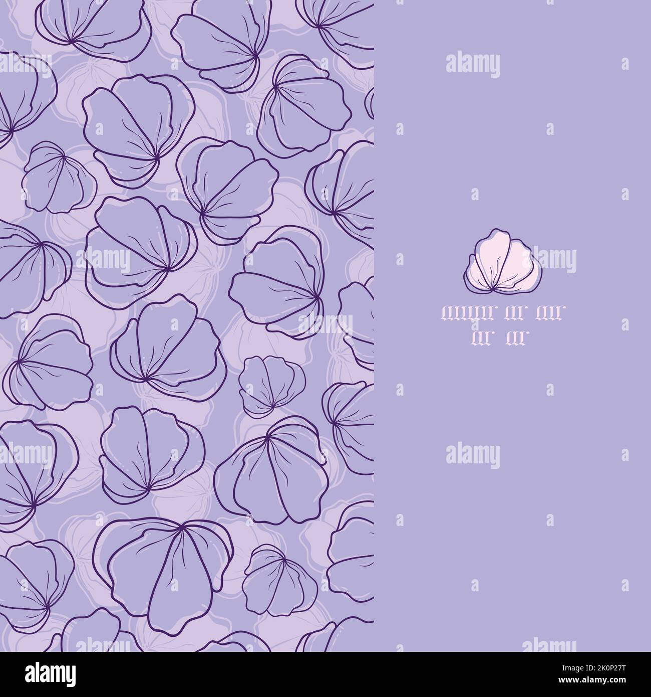 Vector hand drawn floral bloom violet creative vertical seamless border ...