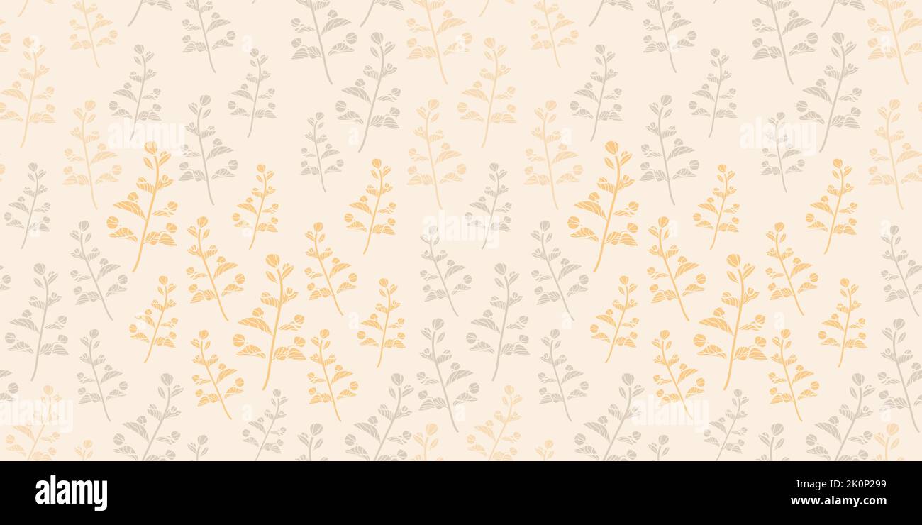 Vector light caramel colours plants twigs ditsy modern gender neutral ...