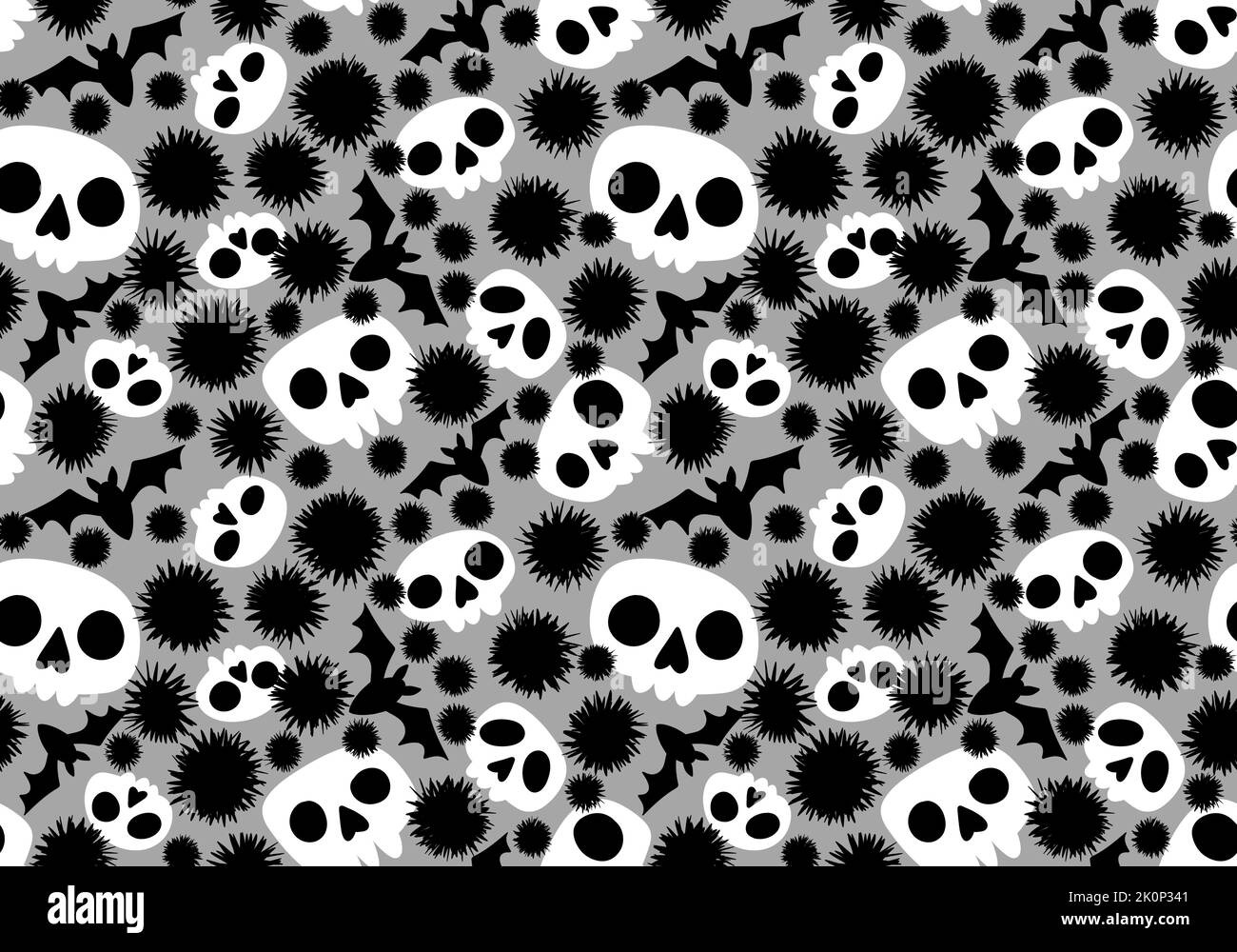 Cartoon doodle seamless Halloween skulls pattern for wrapping paper and ...