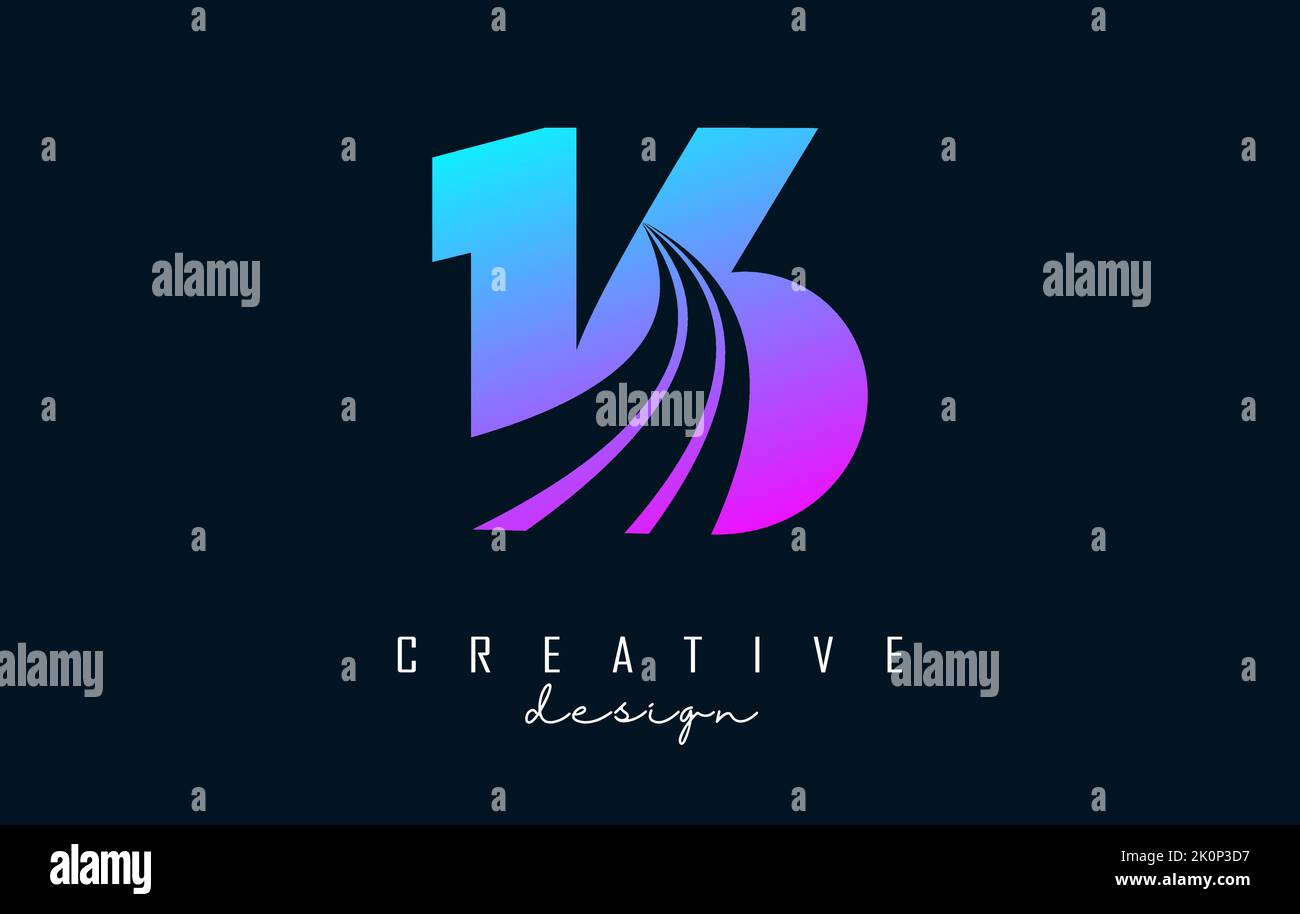 Colorful Creative number 16 1 6 logo with leading lines and road ...