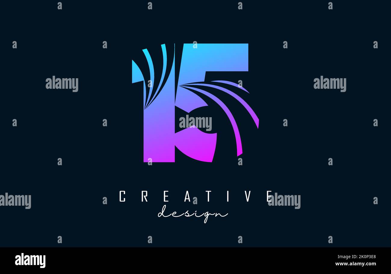 Colorful Creative number 15 1 5 logo with leading lines and road ...