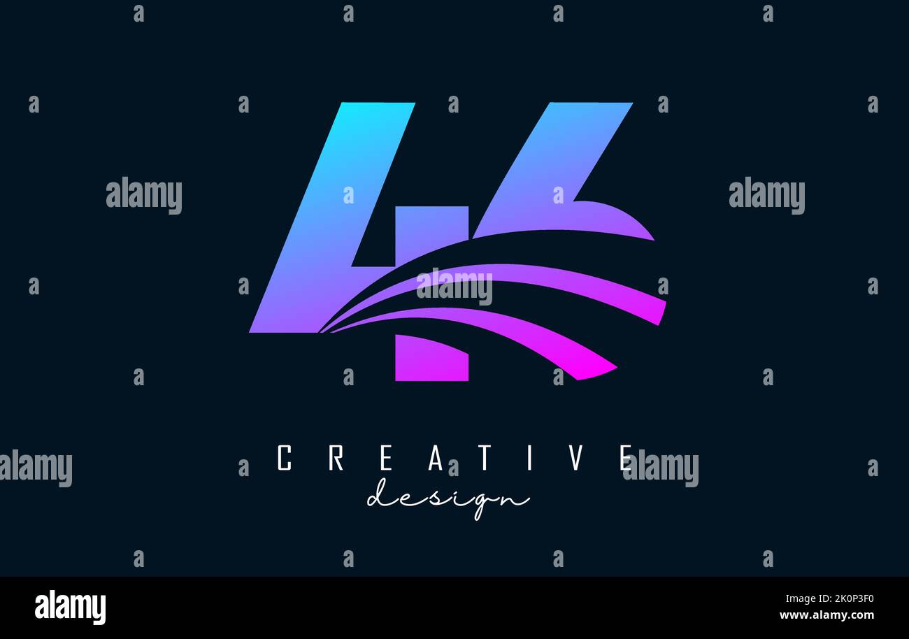 Colorful Creative number 46 4 6 logo with leading lines and road ...