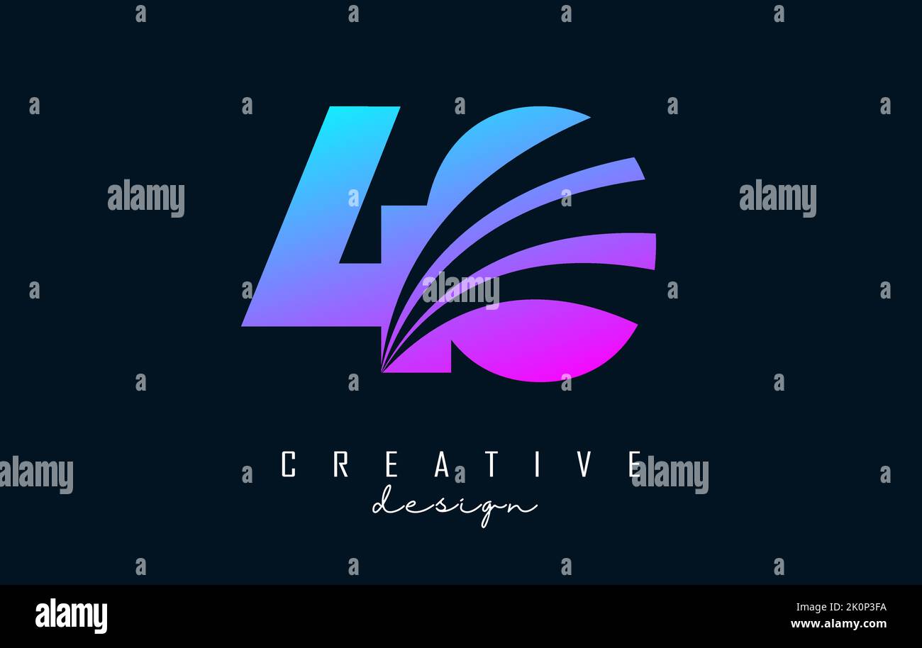 Colorful Creative number 40 4 0 logo with leading lines and road ...