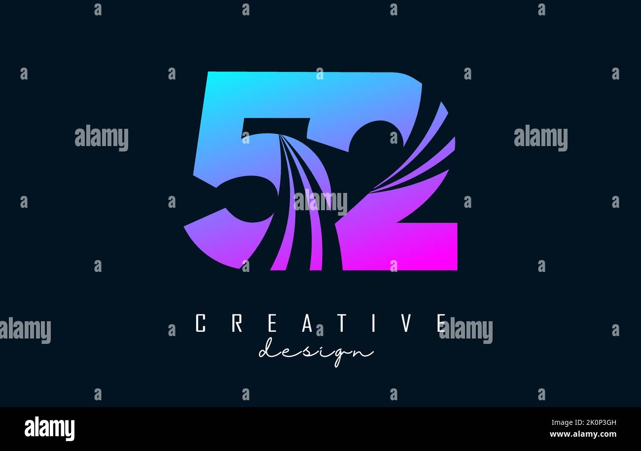 Colorful Creative number 52 5 2 logo with leading lines and road ...
