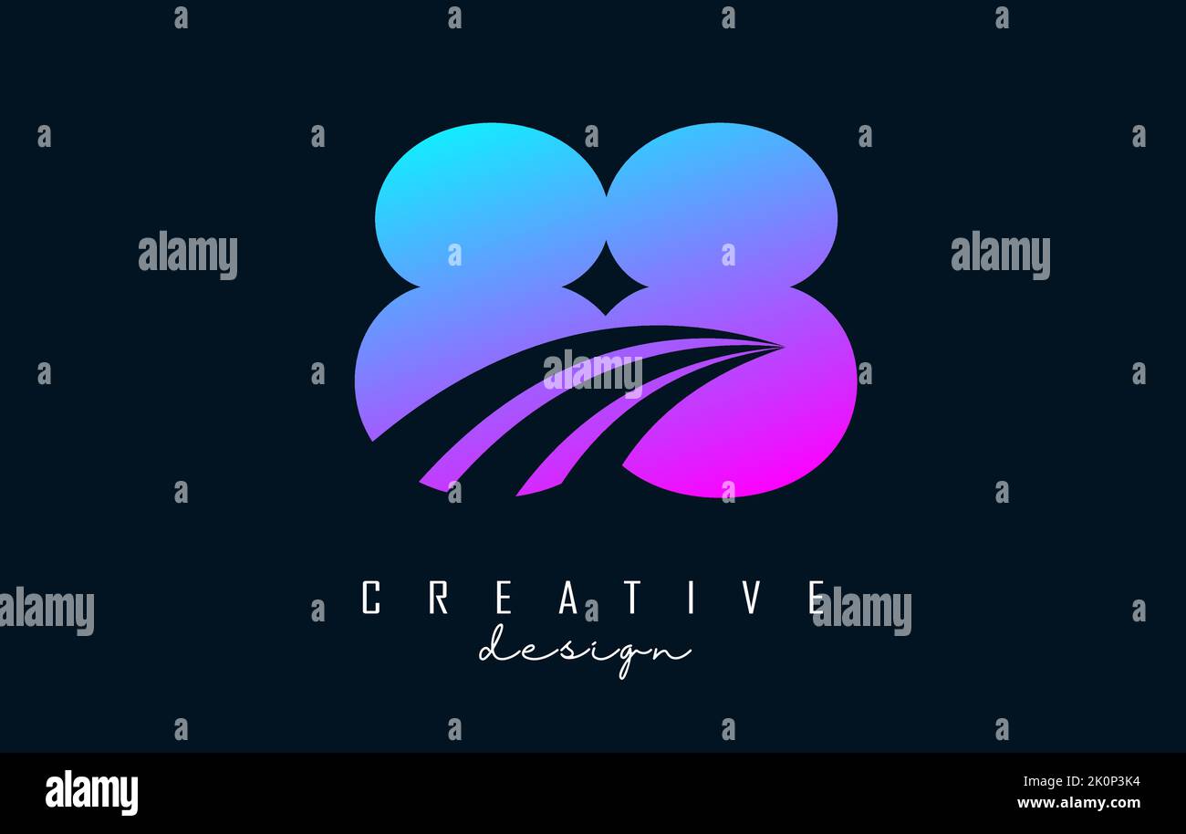 Colorful Creative number 88 8 8 logo with leading lines and road ...