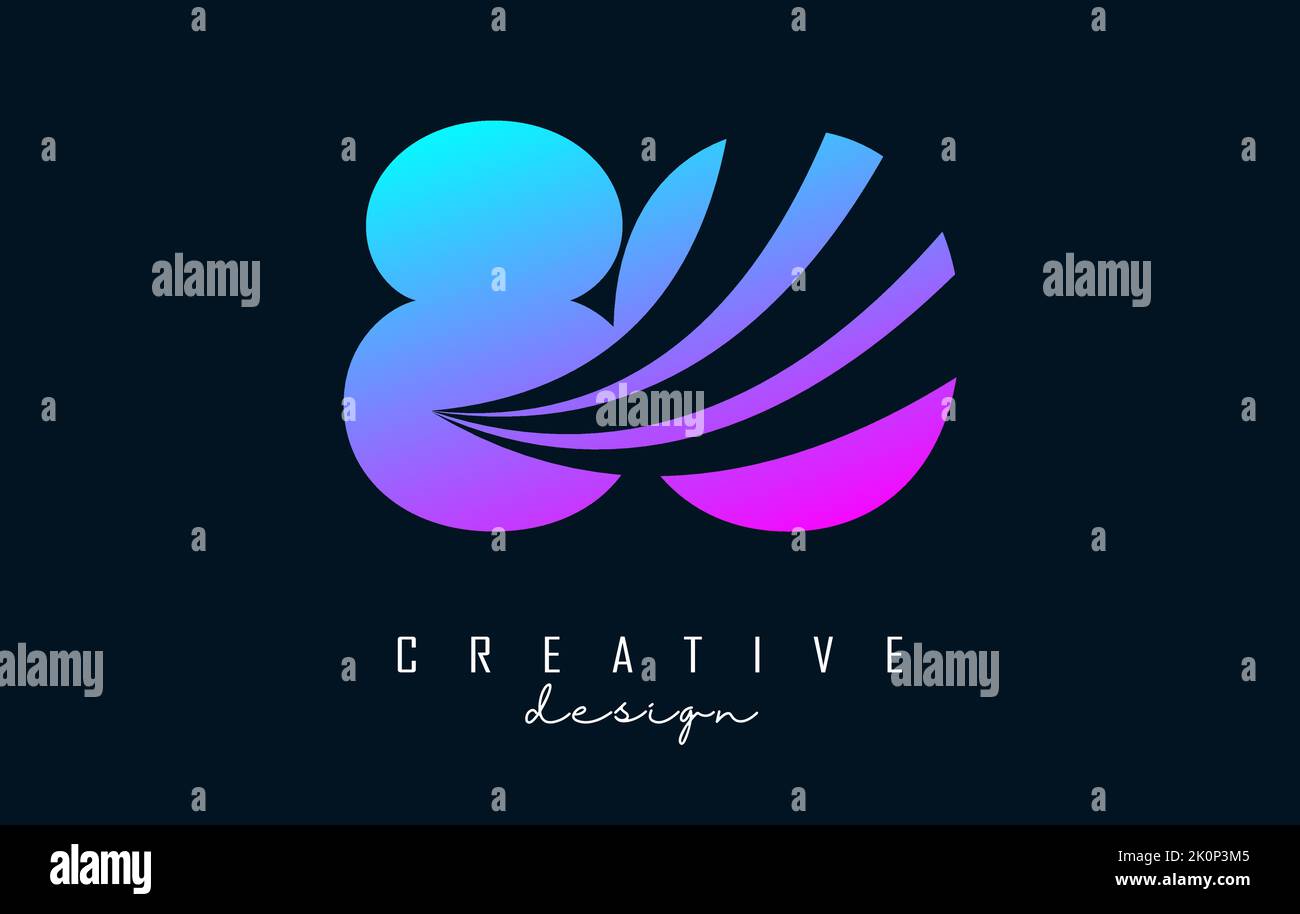 Colorful Creative number 80 8 0 logo with leading lines and road ...