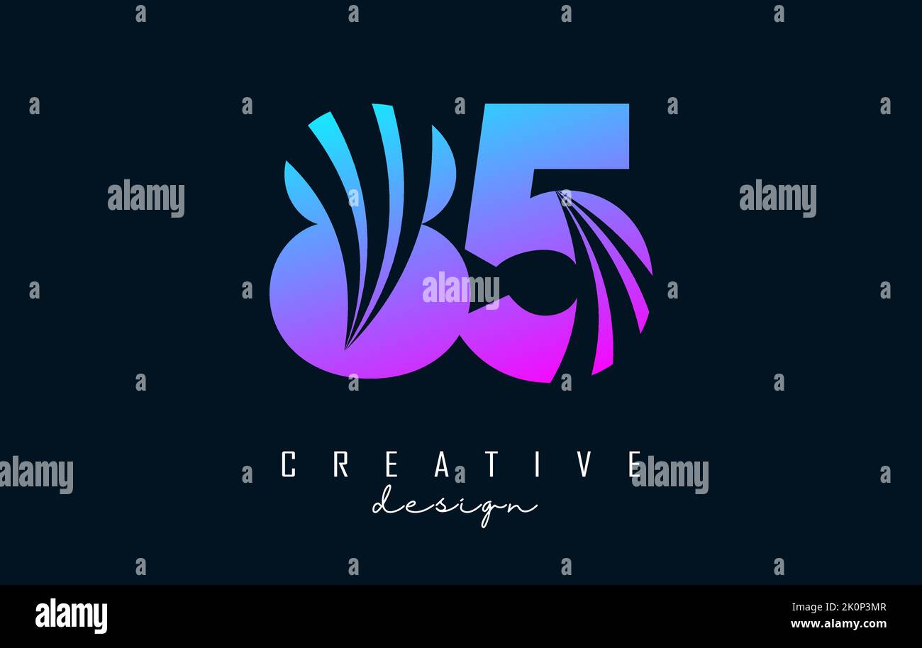 Colorful Creative number 85 8 5 logo with leading lines and road ...
