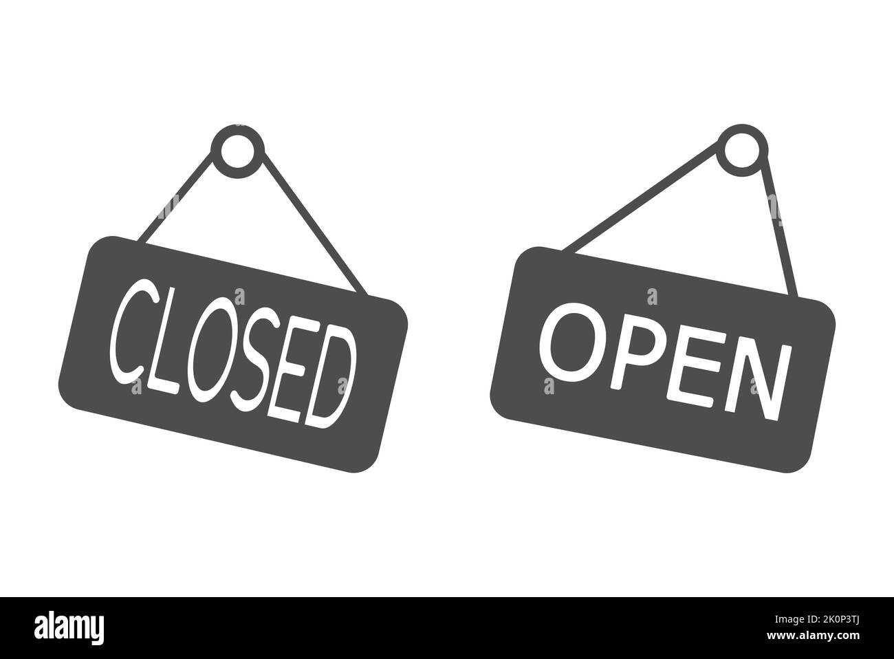Signs with the inscription open and closed. A sign on the door or shop ...