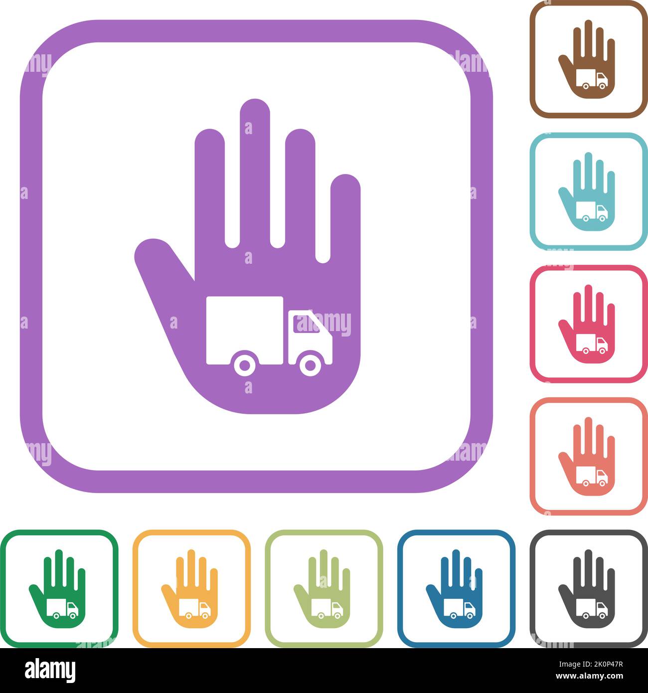 Hand shaped transport sanction sign solid simple icons in color rounded ...