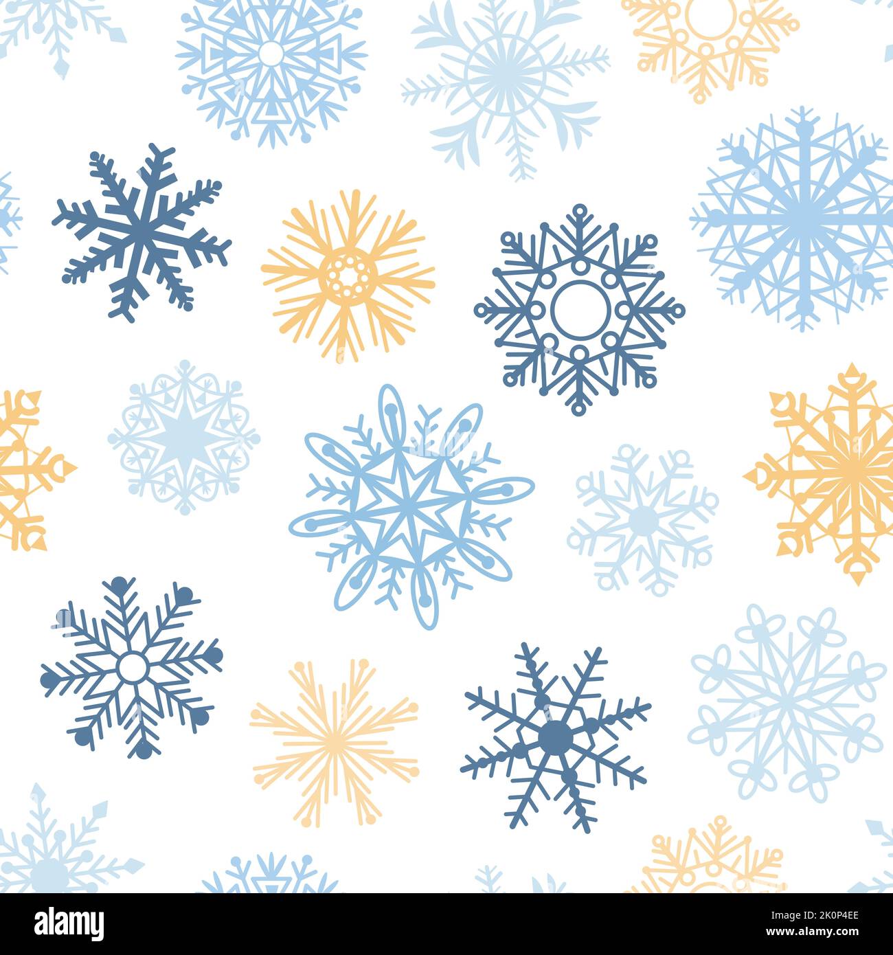 Winter flat snowflakes seamless pattern. Frozen snowflake simple fabric ...