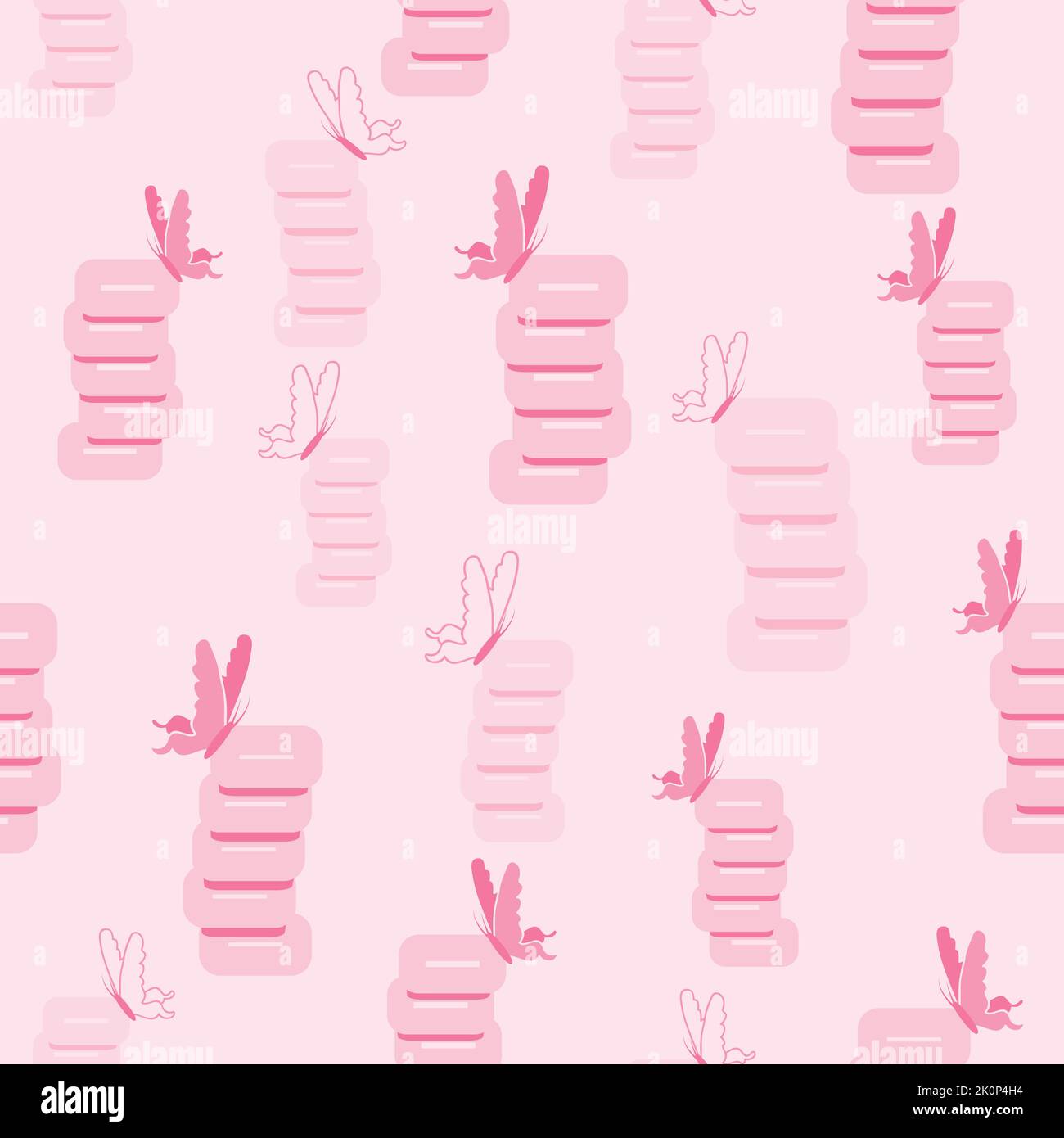 Vector pink butterflies on bricks piles girly seamless pattern background Stock Vector Image ...