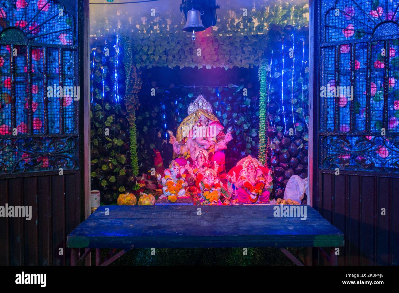A statue of Lord Ganesha at a mandal in Mumbai for the auspicious ...