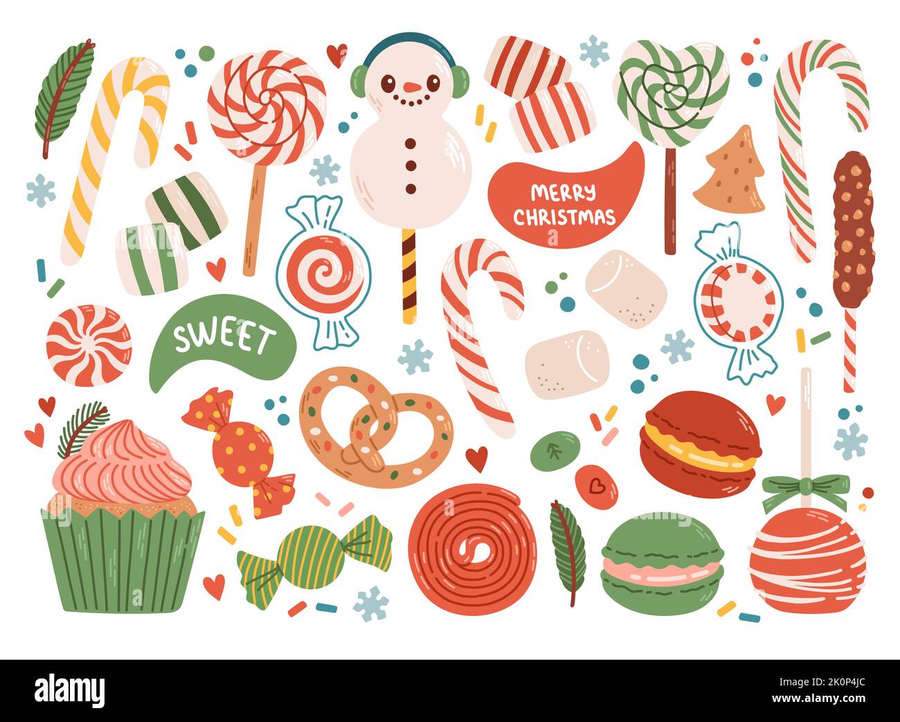 Christmas sweets set flat design isolated vector Stock Vector Image ...