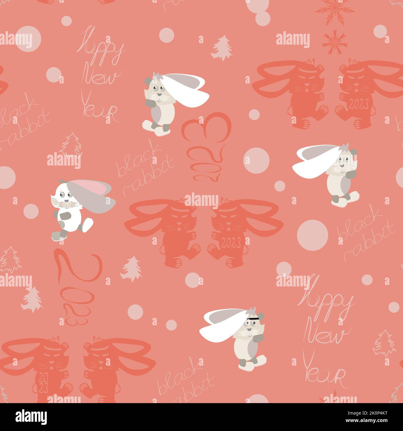 Chinese symbol of 2023 black water rabbit seamless pattern Stock Vector ...