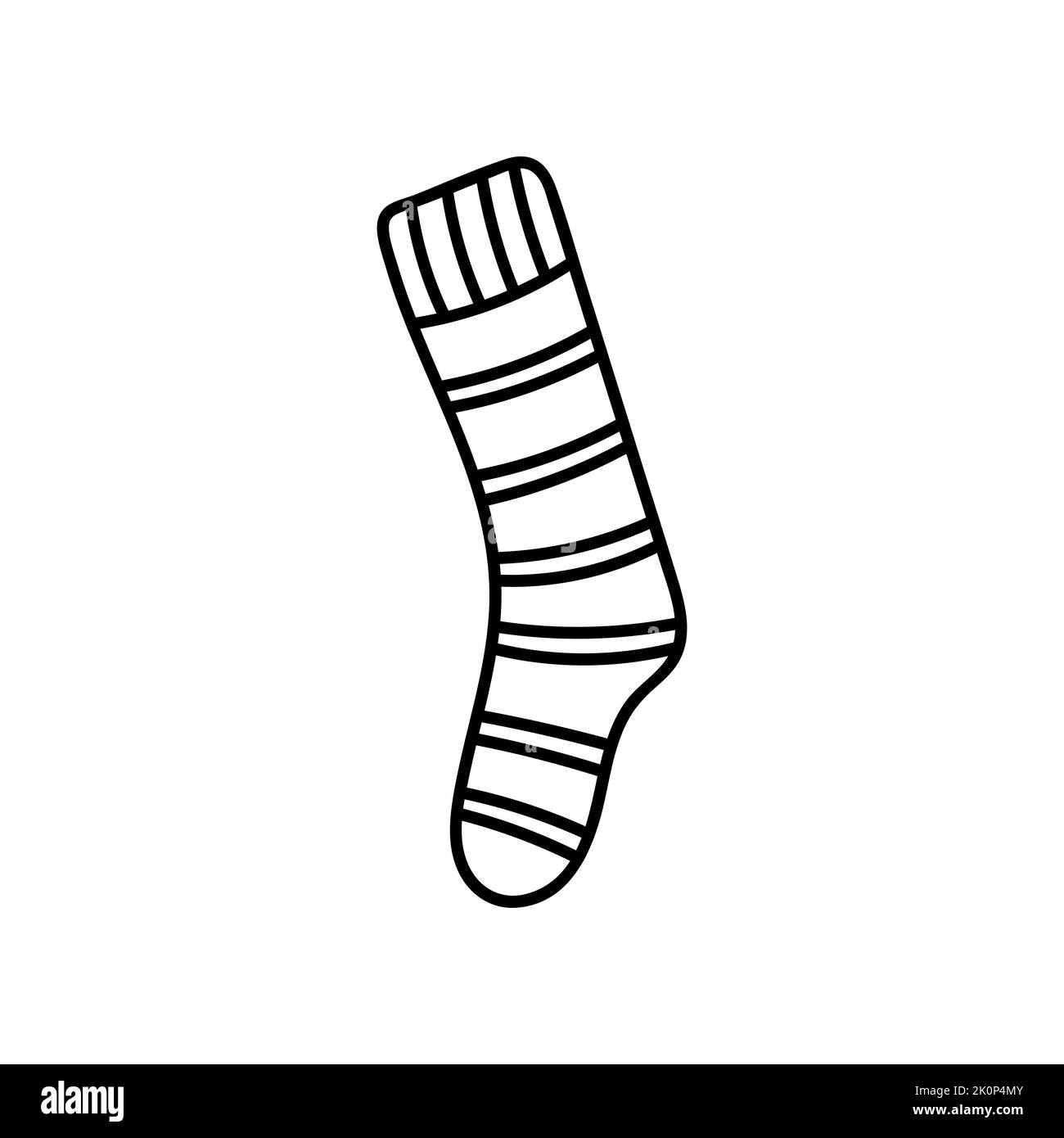 Cute striped sock isolated on white background. Warm clothes. Vector ...