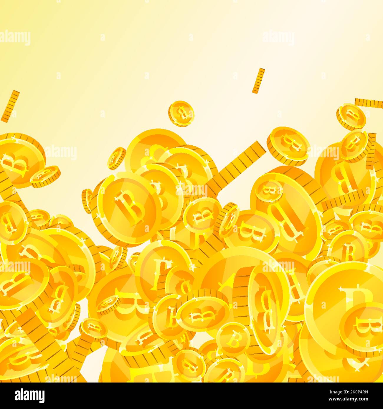 Thai baht coins falling. Gold scattered THB coins. Thailand money ...