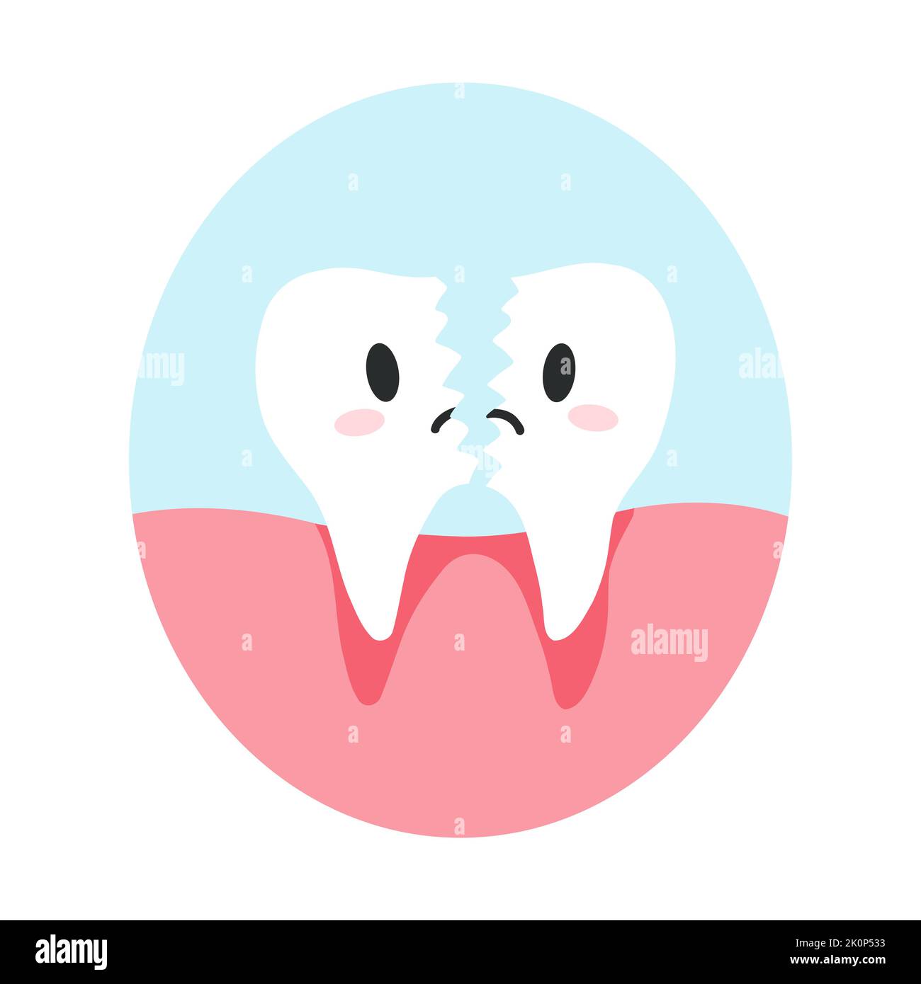 Broken cracked tooth in cartoon flat style. Vector illustration of ...