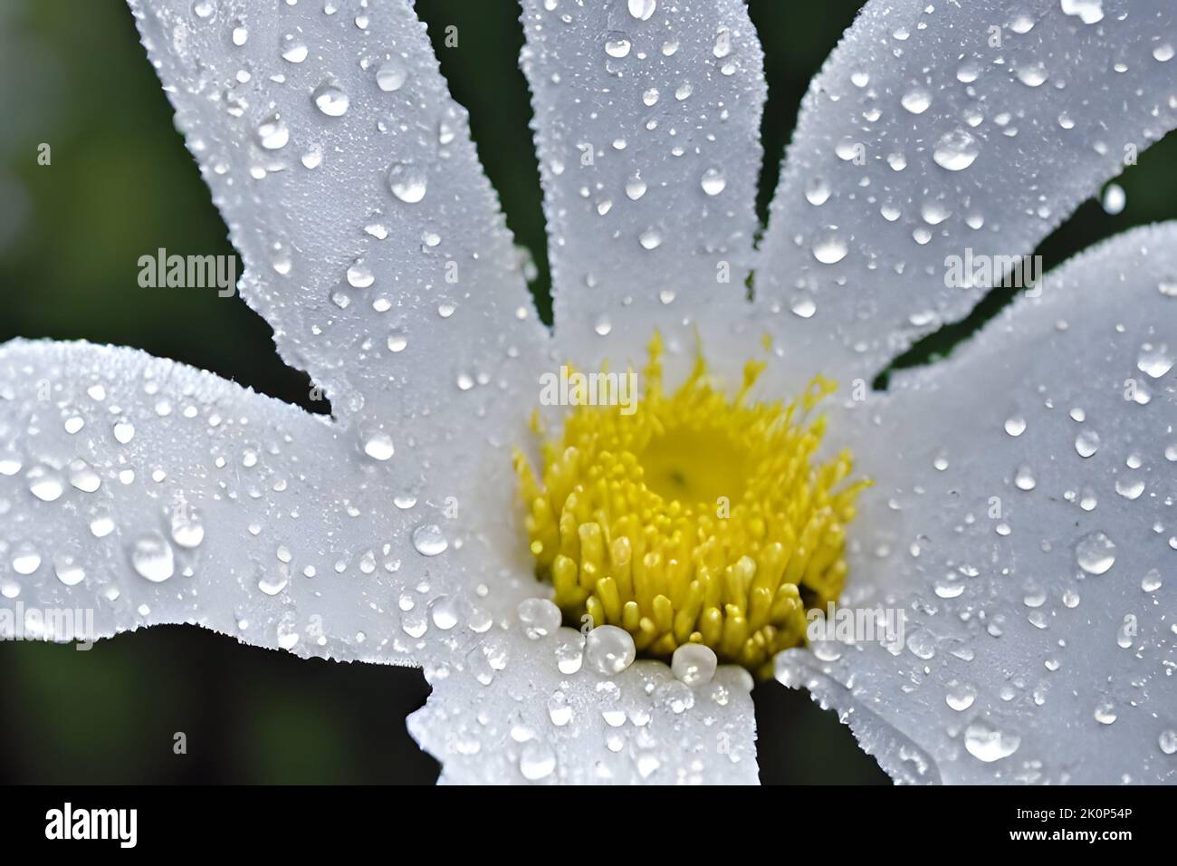 A closeup of water dews on a white daisy flower Stock Photo - Alamy