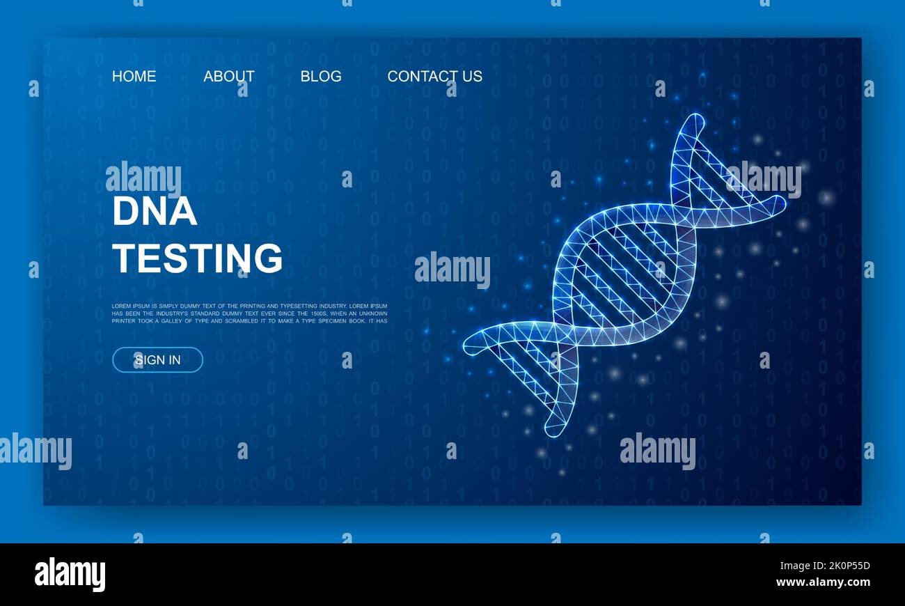 DNA spiral 3d polygonal website template. Science design illustration concept. Low poly Genetic ...