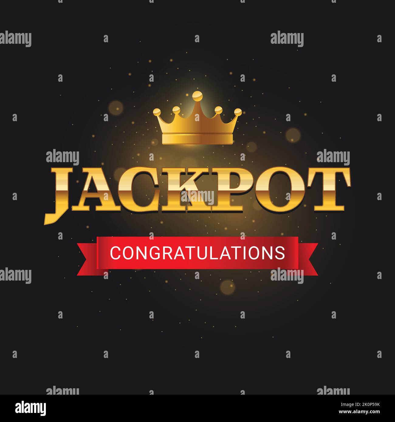 Jackpot golden sign sign with a crown and a red ribbon, suitable for ...