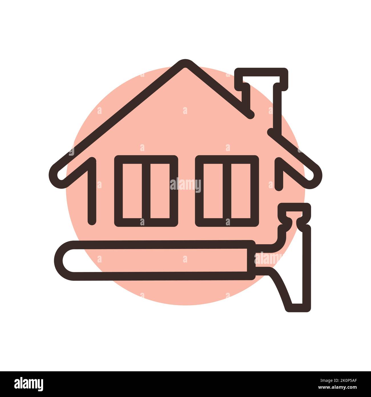 Roofing and installation of windows black line icon. Pictogram for web ...