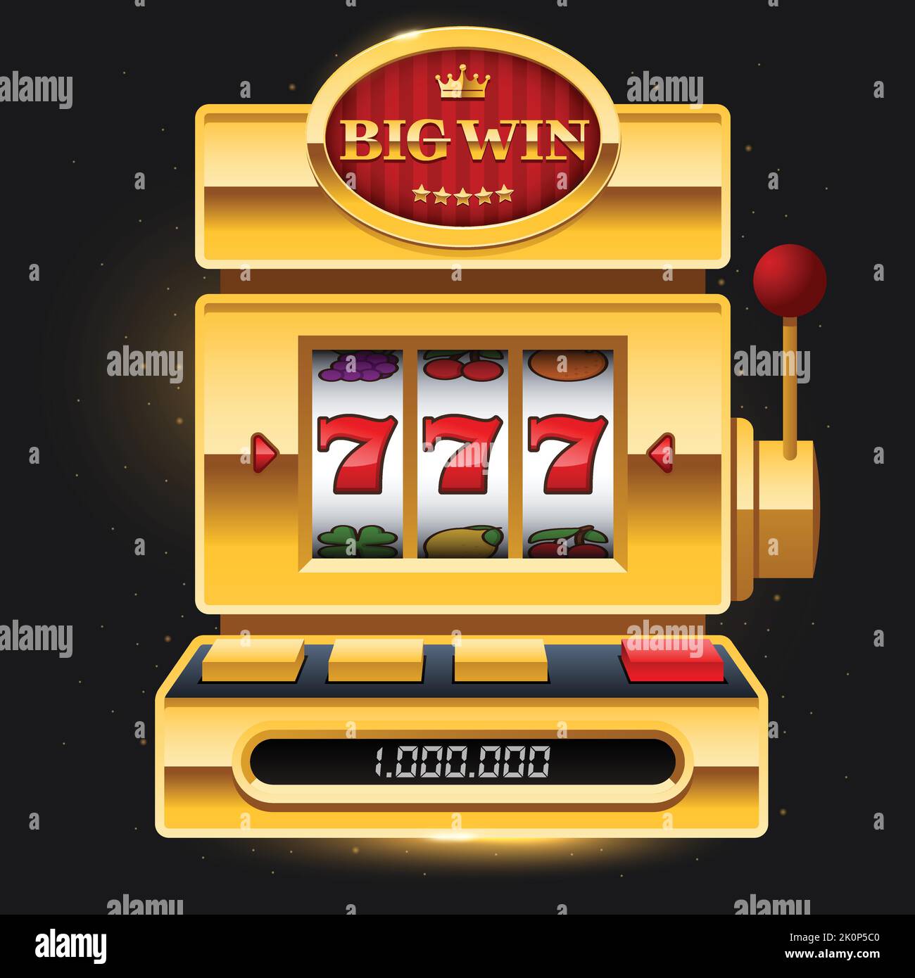 Golden slot machine on dark background with Big Win sign. Win 777 ...