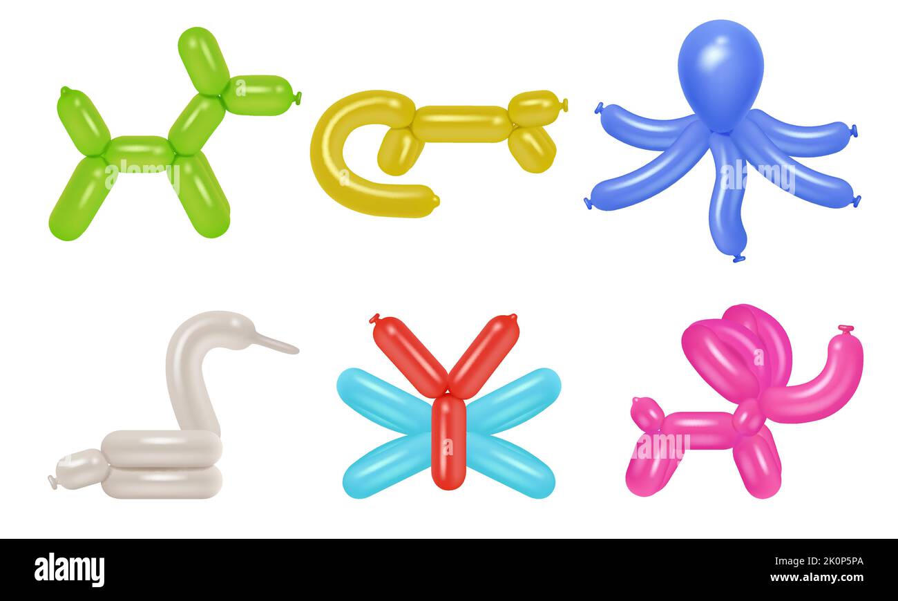 Balloon animals. Party festival rubber pets colored balloons for kids ...
